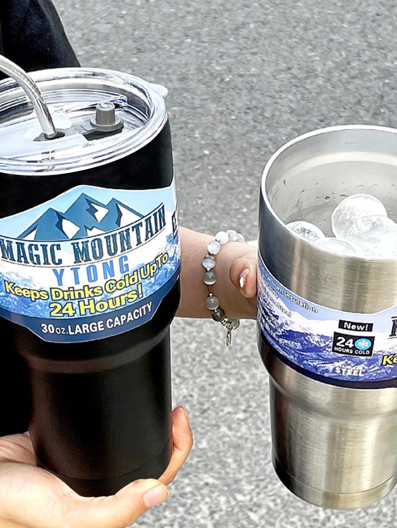 1pc 30oz Stainless Steel Bottle Double Layer Vacuum Insulated Straw Cup ...