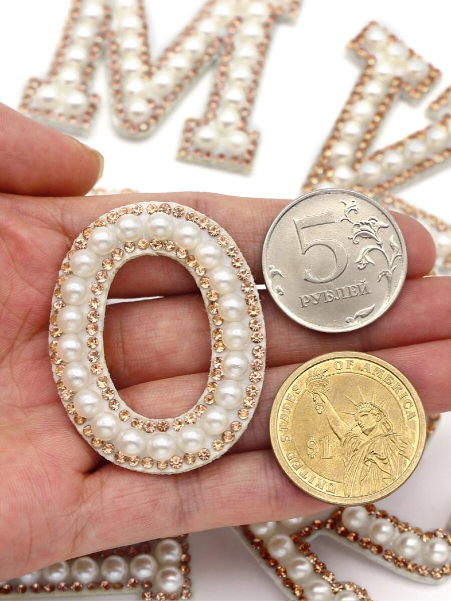 26 English Letters Faux Pearl Rhinestone Patches For Clothes A-Z ...