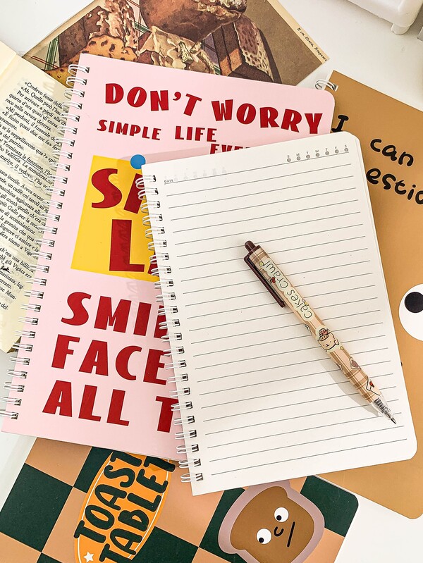 1pc B5 Spiral Notebook With 60 Sheets Of Horizontal Lined Retro ...