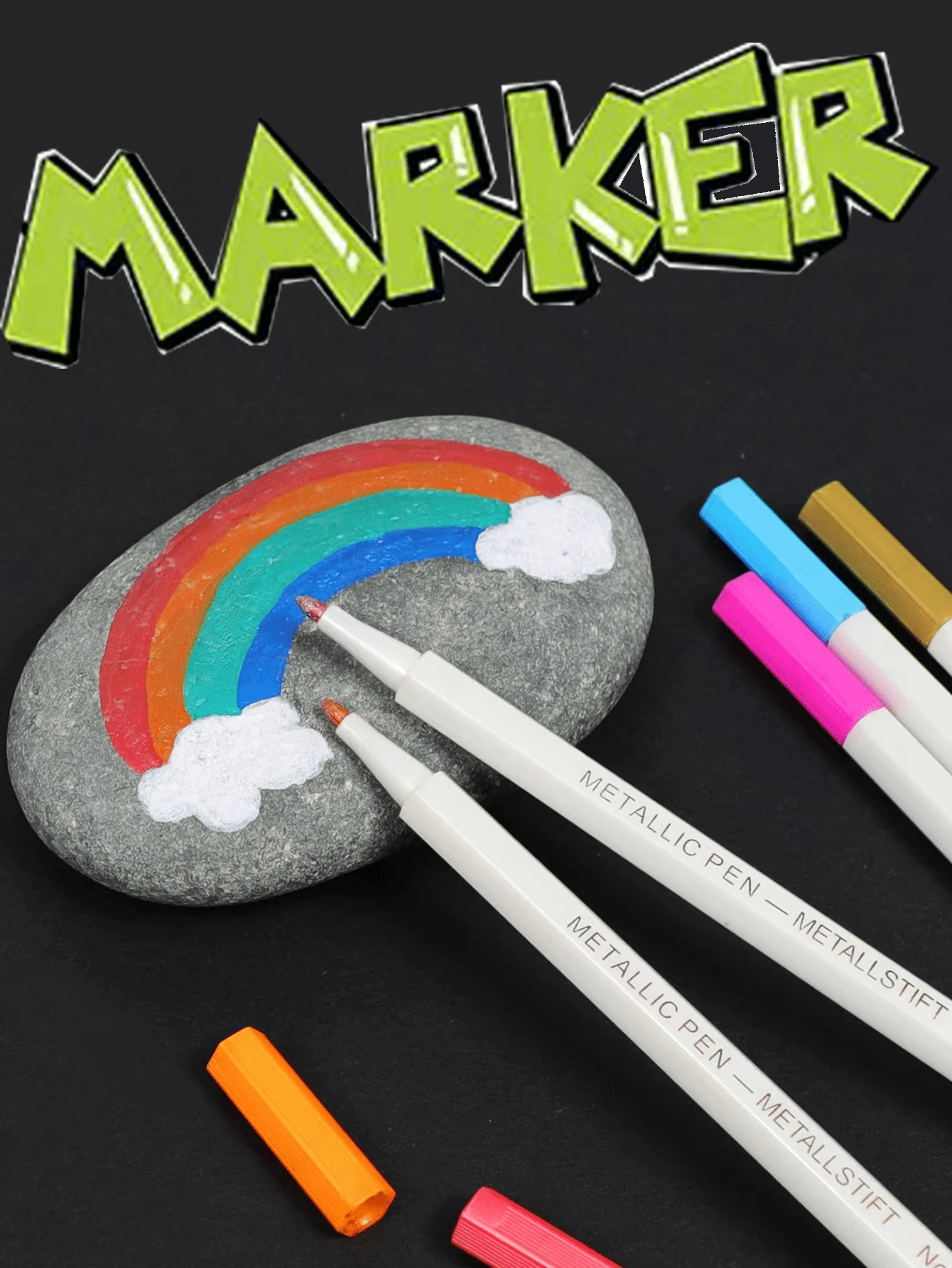 12 color Metallic Style Paint Note Marker pen Graffiti greeting card ...