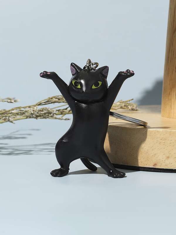 1pc Cute 3d Cartoon Dancing Cat Keychain, Bag Pendant, Couple ...