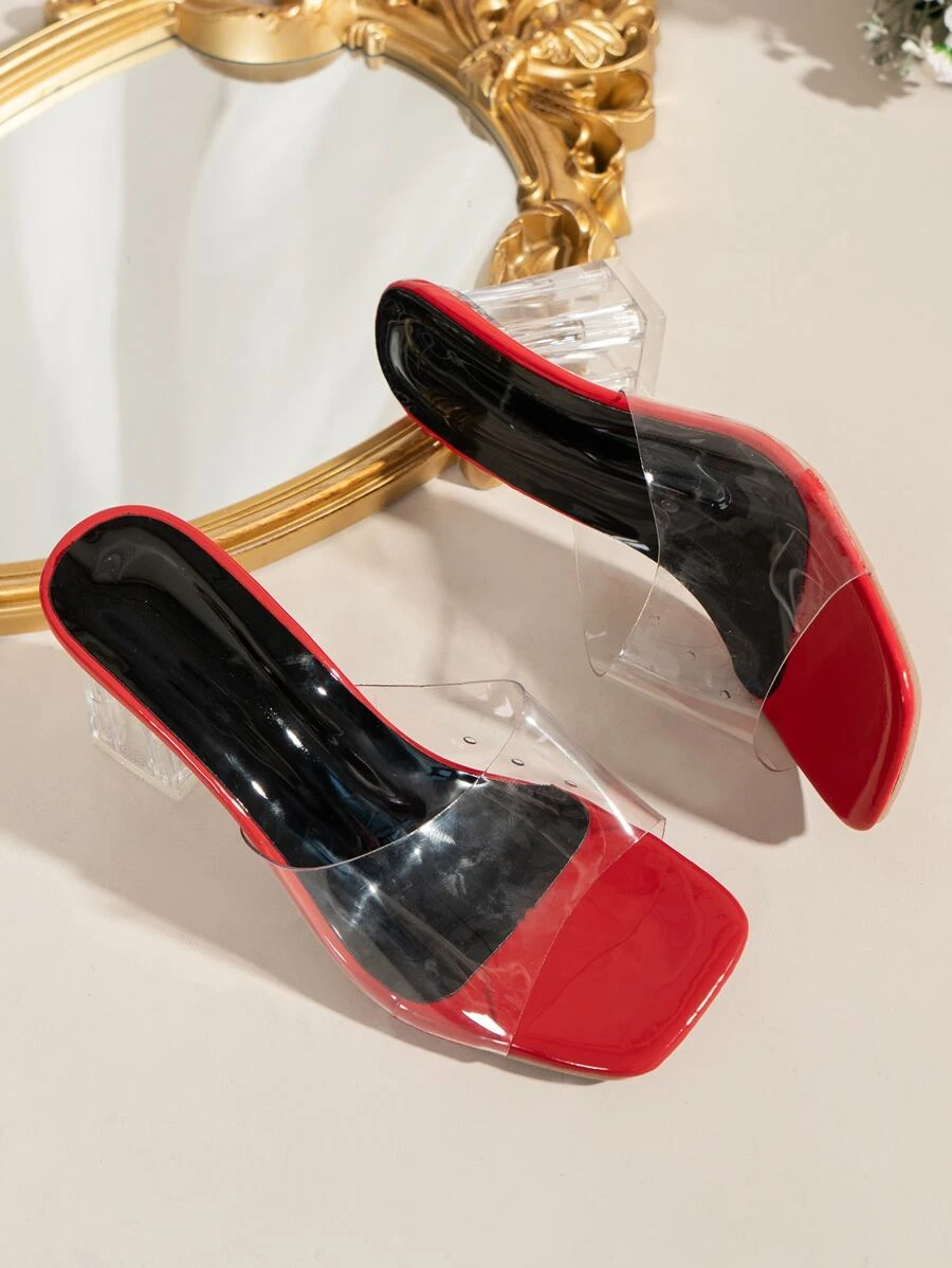 Women's Classic Versatile Design Clear Strap Chunky Heeled Sandals For ...