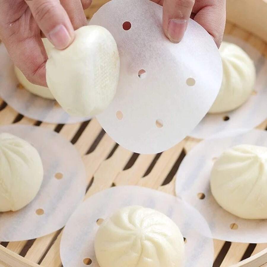 100pcs Circular Steamer Papers For Steaming Dumplings, Made Of Silicone ...