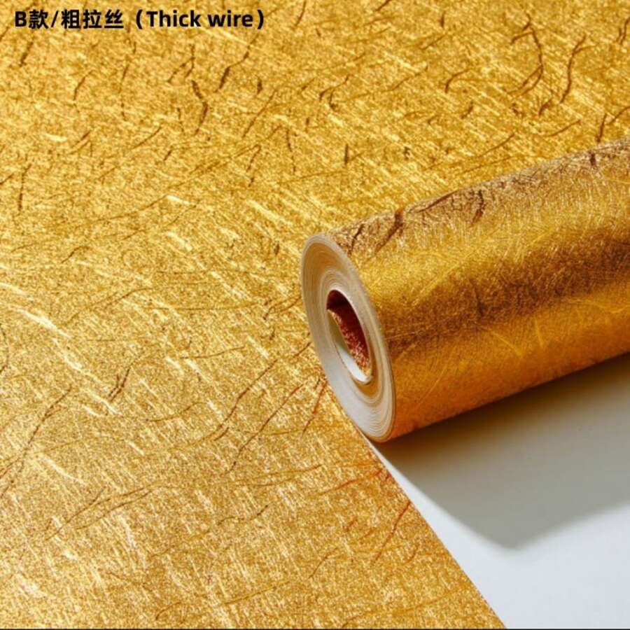 Thick and thin brushed gold leaf wallpaper hotel background wall ...