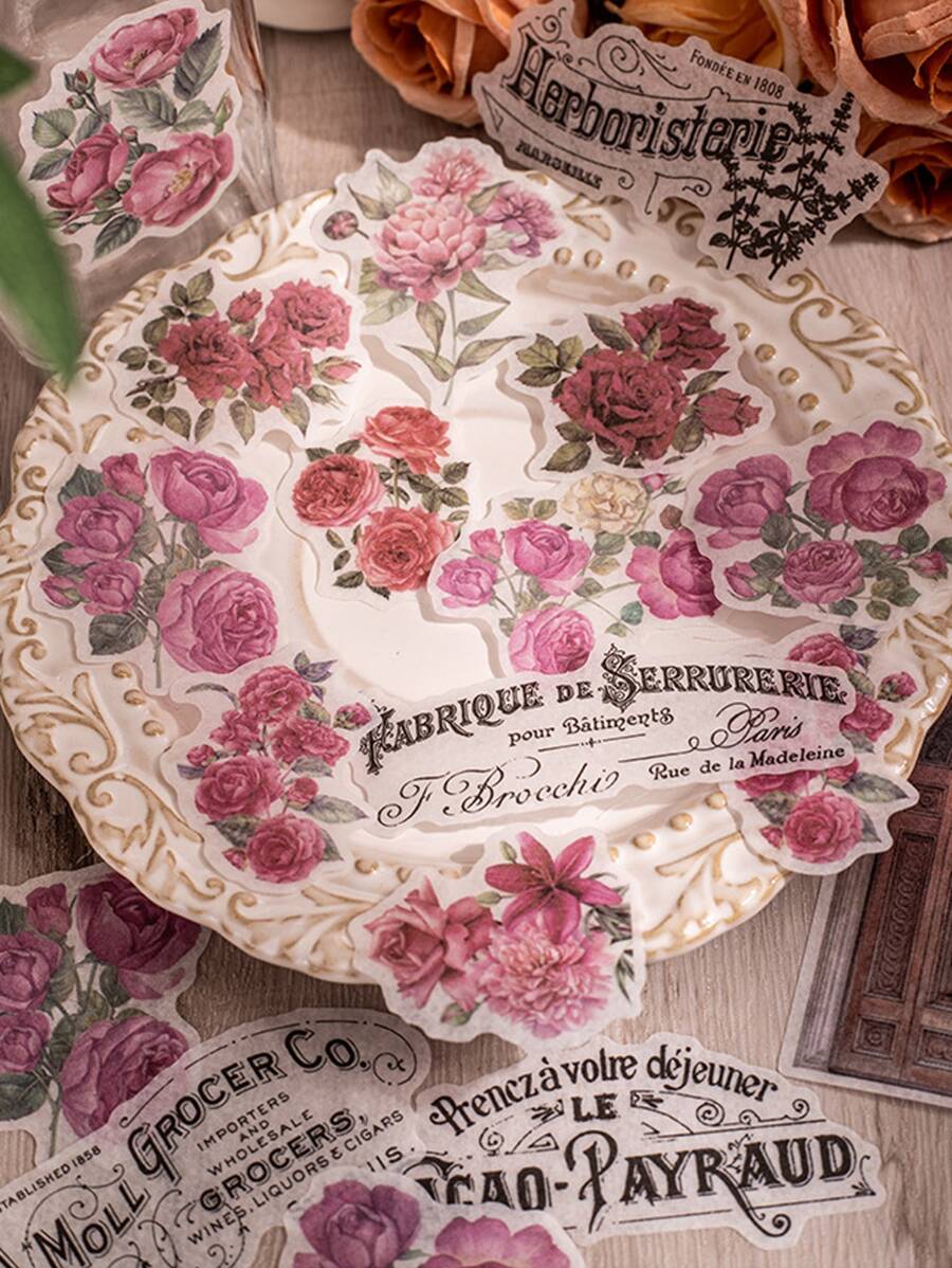 40pcs/pack Sticker Set Flower Gate Series Window & Collage Themed ...