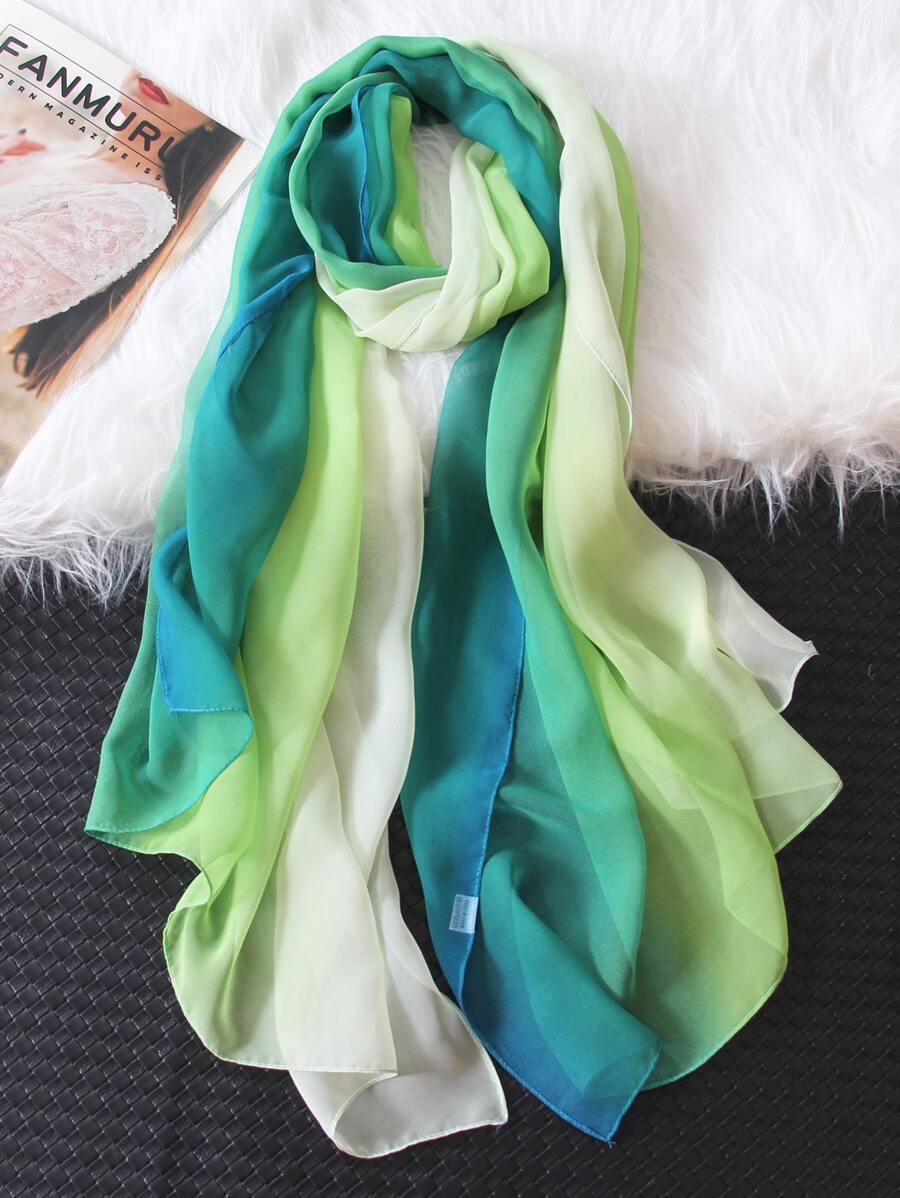 1pc Women's Rainbow Gradient Chiffon Scarf, Thin & Long & All-match ...