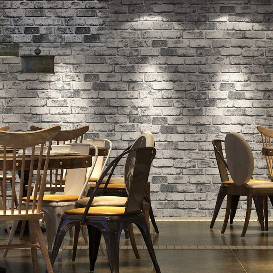 PVC three-dimensional brick pattern wallpaper living room restaurant ...