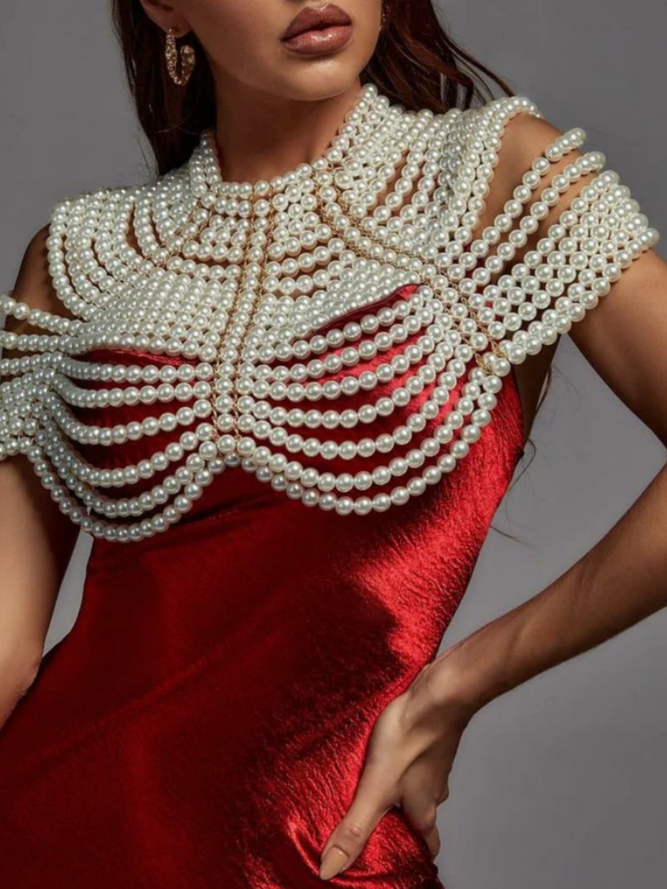 Ladies artificial pearl chain decorative body chain | SHEIN USA