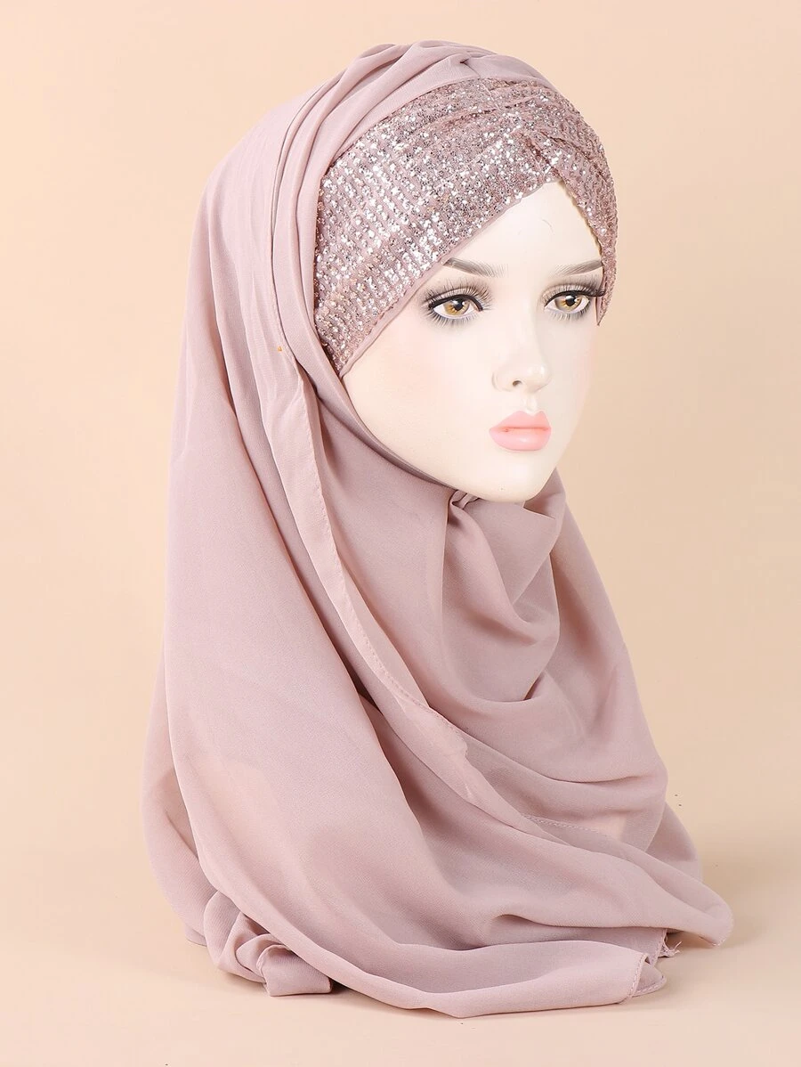 1pc Elegant Shiny Grey Headscarf Hijab For Women | SHEIN USA