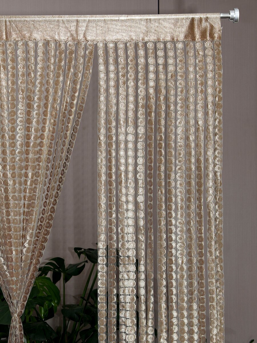 1pc Champange-colored Coin-shaped Grass Design Decorative Door Curtain ...