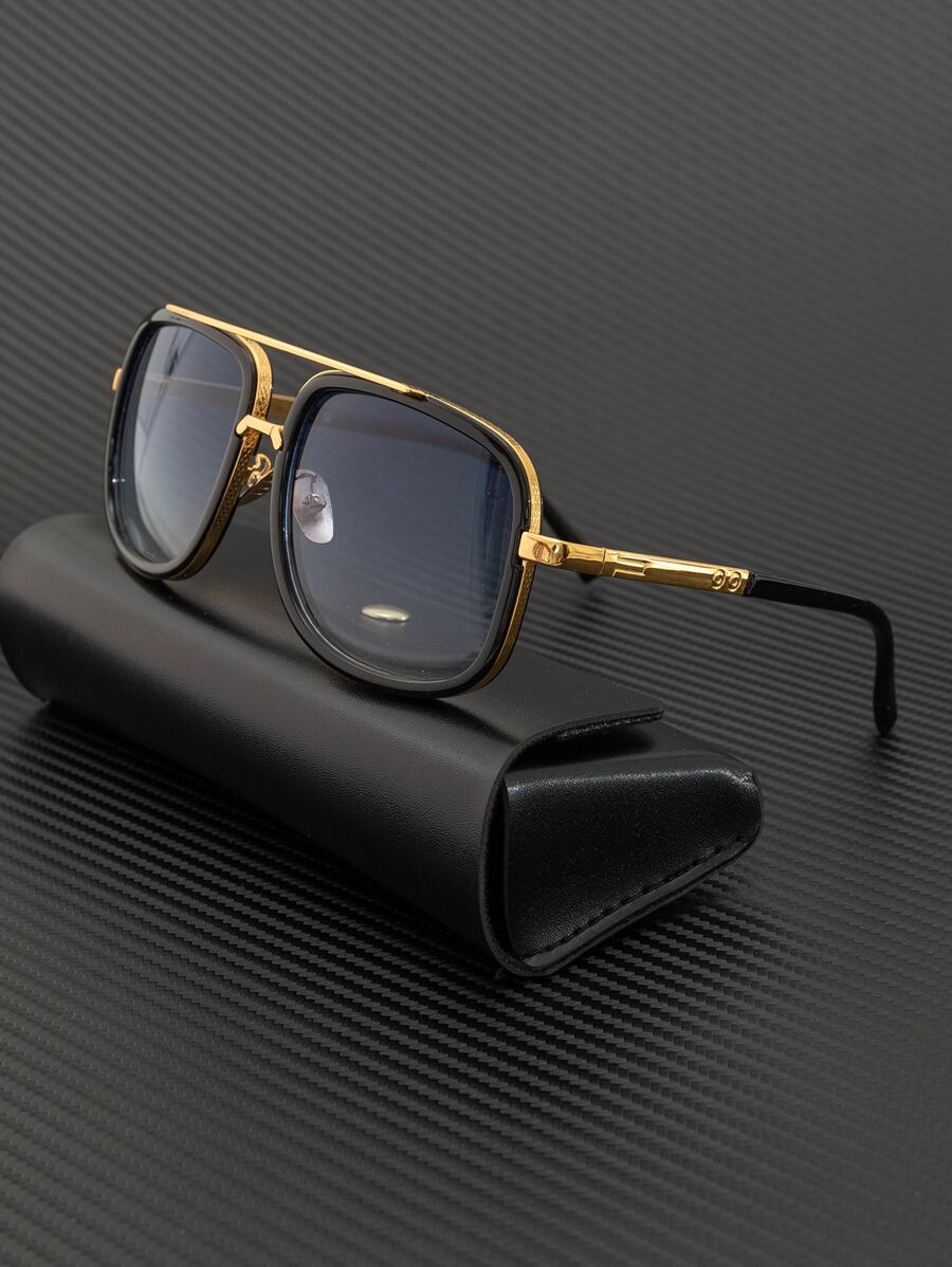 One Piece Black/Blue Color Luxury Designer Men Fashion Square Glasses ...