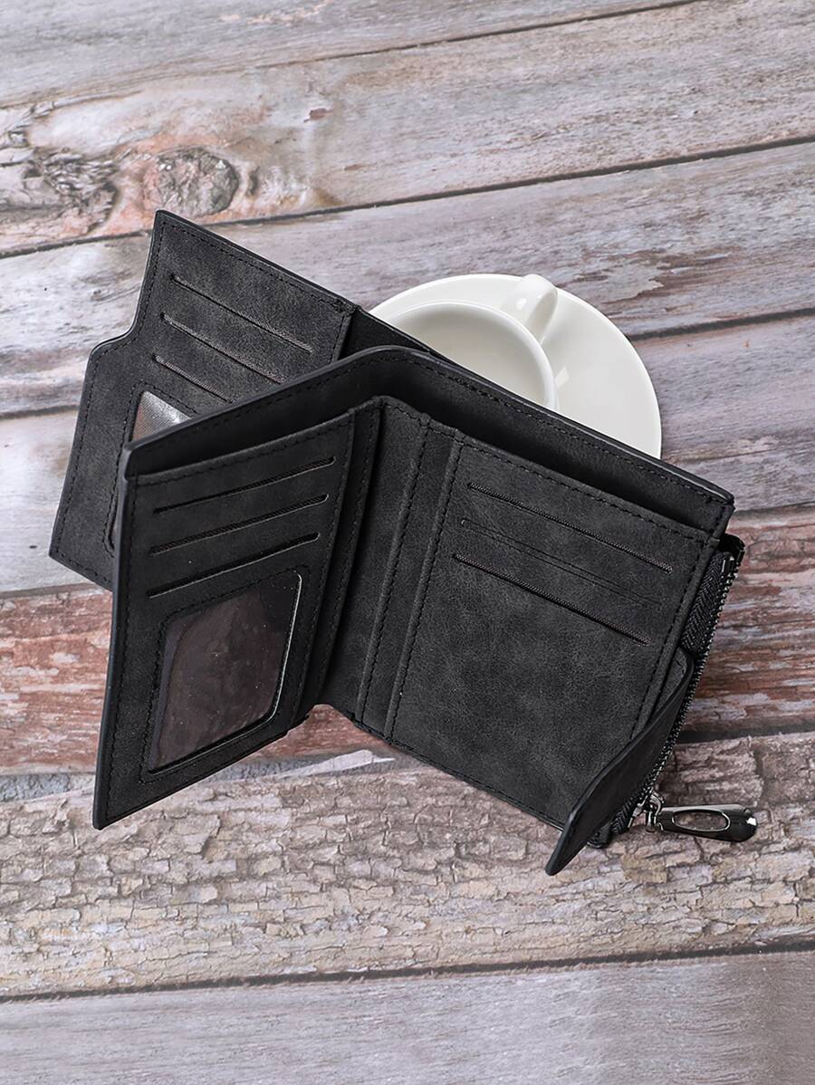 Vintage Matte Clasp Closure Black Wallet Card Holder Business Casual ...