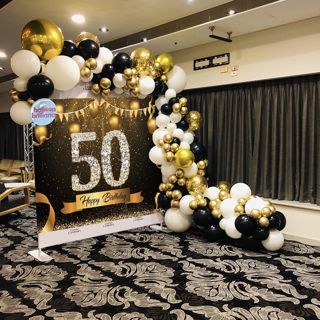 6x4ft 50th Birthday Decorations Backdrop Gold Color Black | SHEIN USA
