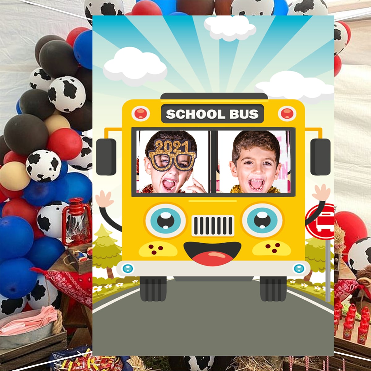 6x4ft School Bus Photo Prop Back to School Party Decorations Backdrop ...