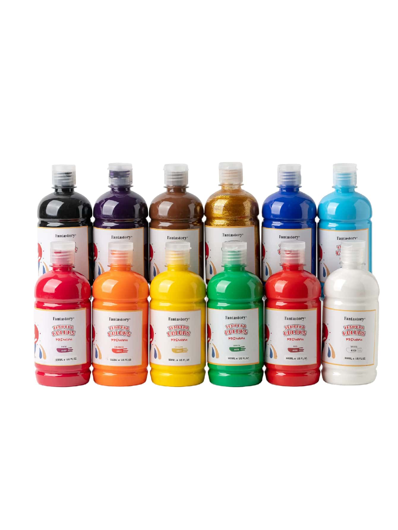 Fantastory Tempera Paint for Kids 12 Colors (16.9 oz Each) Washable ...