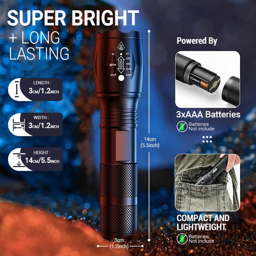 2-Pack LED Flashlight Father'S Day Gifts For Dad - Bright, Zoomable ...