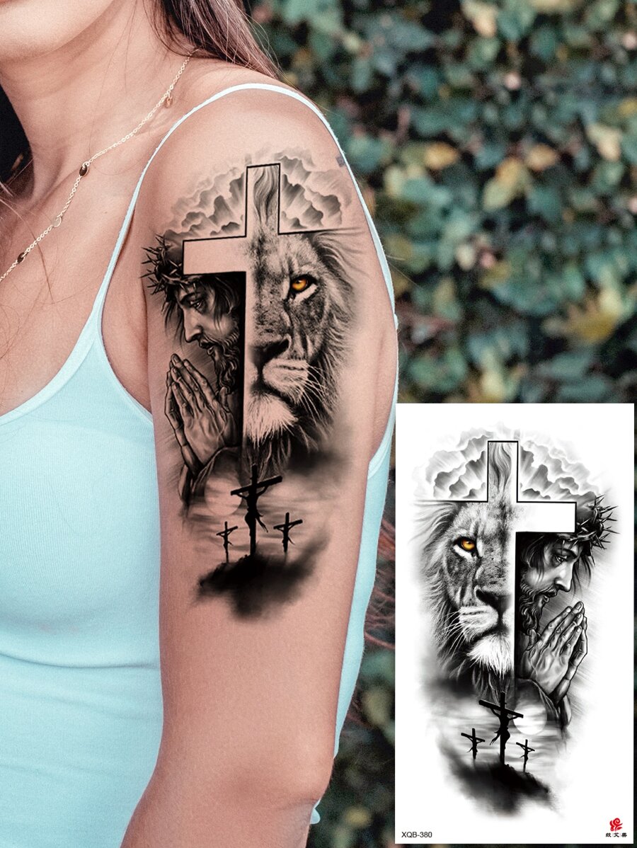 Waterproof Arm Half Sleeve Lion Tattoo Sticker For Men & Women With A ...