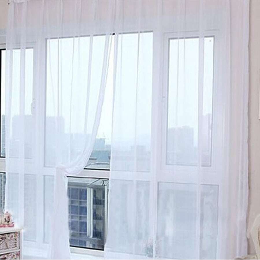 1pc Wedding/Plain Glass Yarn/Tulle Translucent Sheer Curtain For Window ...