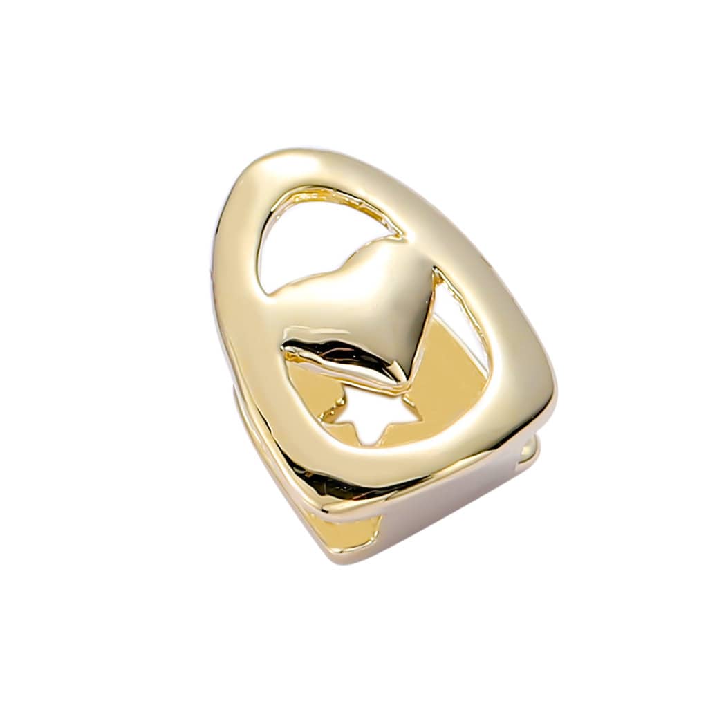 European and American hip-hop braces hollow love single gold braces ...