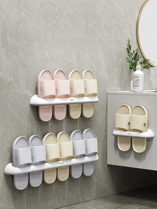 Bathroom Slipper Rack Wall Mounted Plastic Shoes Storage Rack Simple ...