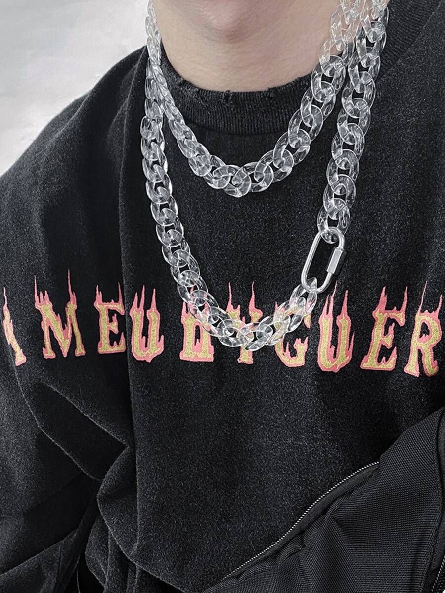 Hip Hop Style Beach Moon Transparent Chunky Chain Acrylic & Stainless ...