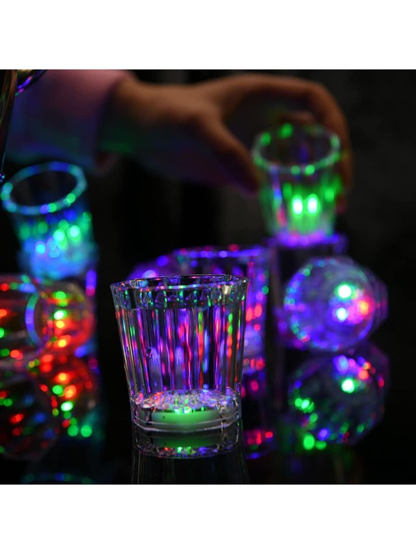 24pcs Switchable Octagonal Pattern Led Light Transparent Glass Cup For ...