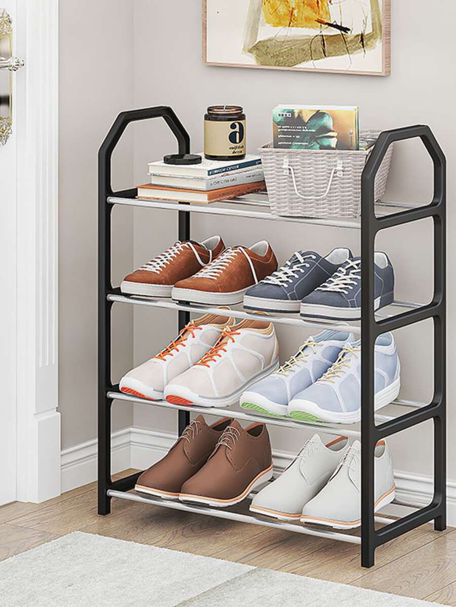 Simple Four Layer Stainless Steel Shoe Rack With Large Storage Space ...