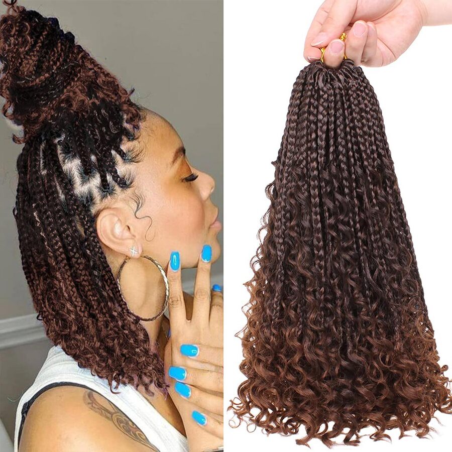 Boho Box Braids 8 Packs Goddess Box Braids Crochet Hair Bohemian Hippie ...