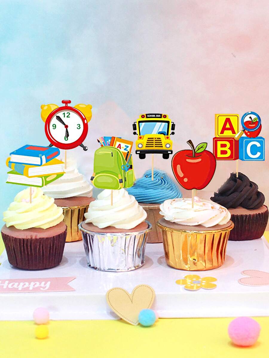 Back To School Party Decoration, School Ceremony Cake Topper, 8pcs ...