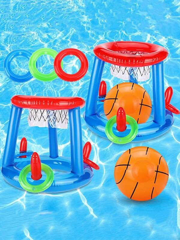 Inflatable Pool Basketball Hoop And Ball Set, Children's Outdoor Party ...