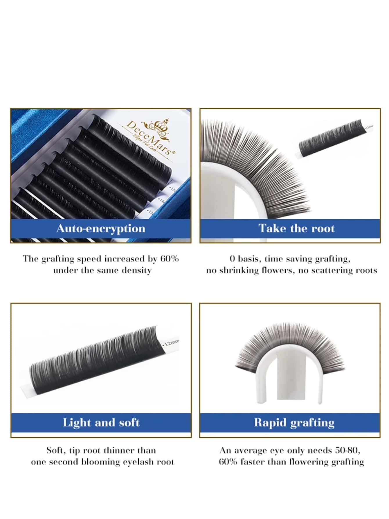 1box Faux Mink 8-12 Mix Ellipse Flat Eyelash Extension Soft Tip Light ...