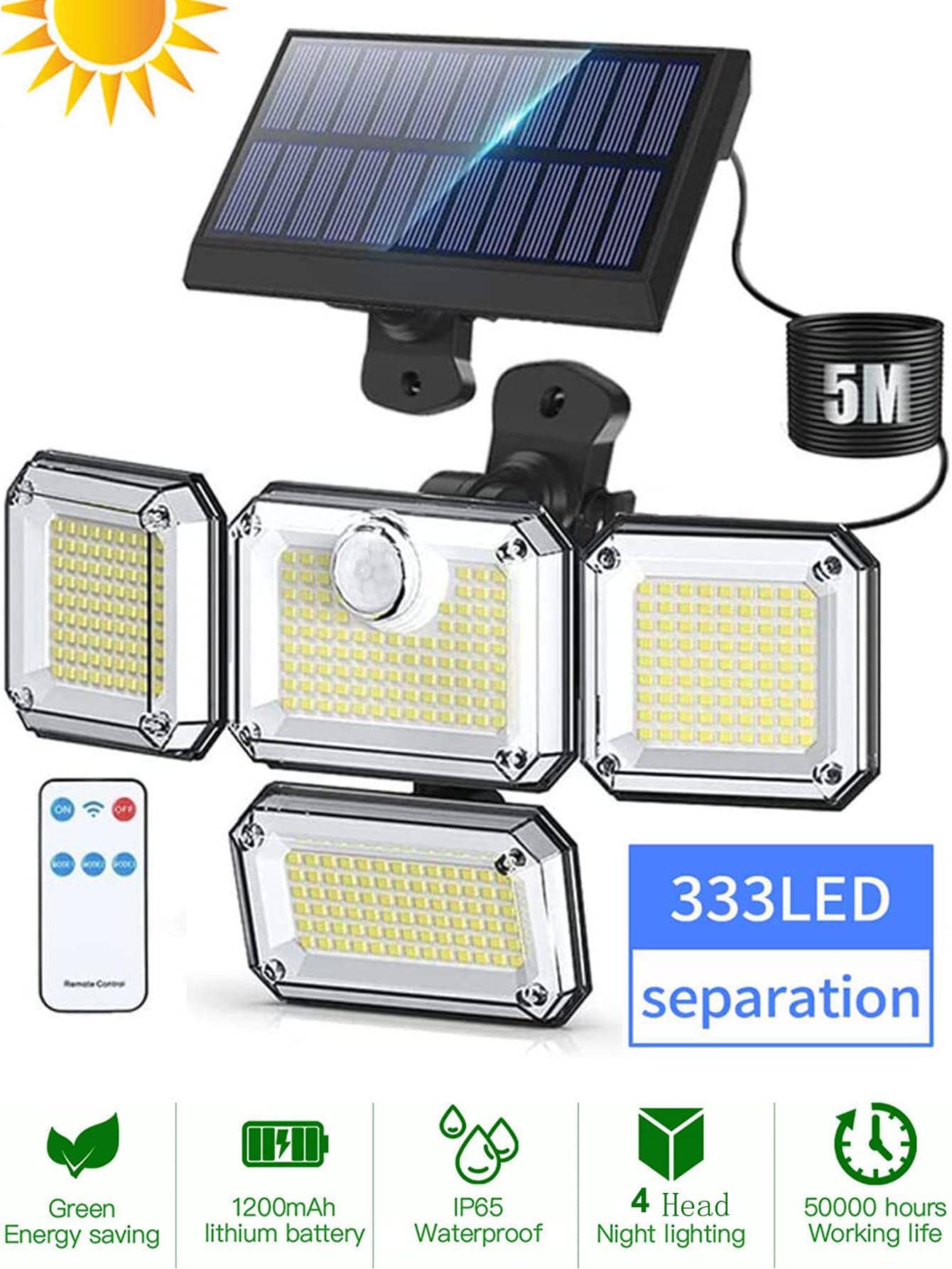 Solar Motion Sensor Lights, 333 LED With Lights Reflector And 3 ...