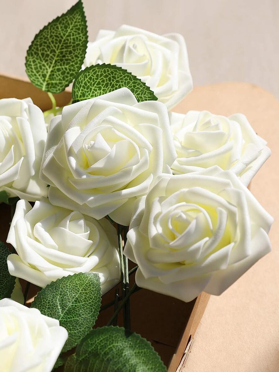 5/10/15/20/25/30pcs Real Looking Fake Roses Stem For DIY Wedding ...