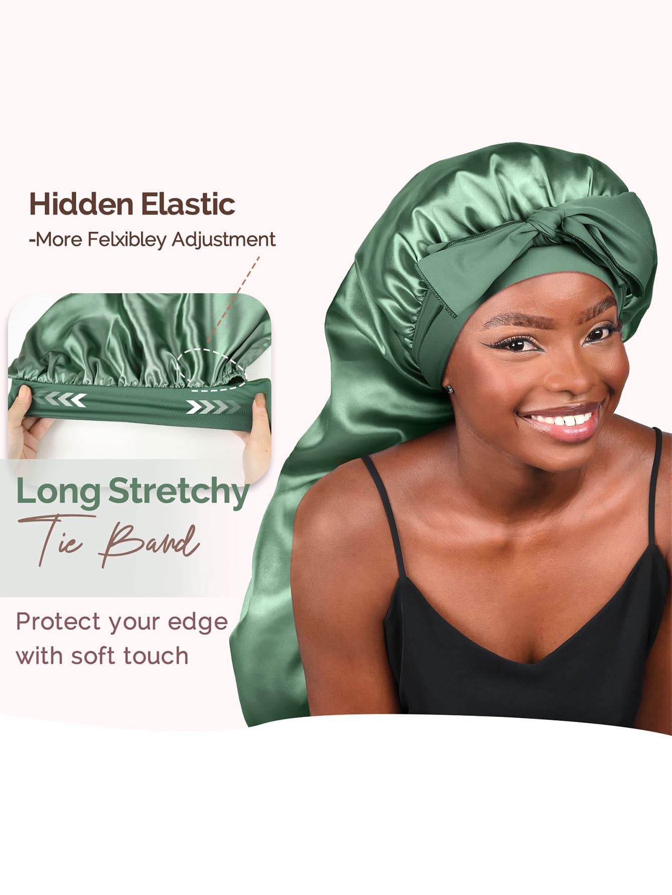 YANIBEST Satin Bonnet for Sleeping Braid Bonnet for Long Hair with Tie ...