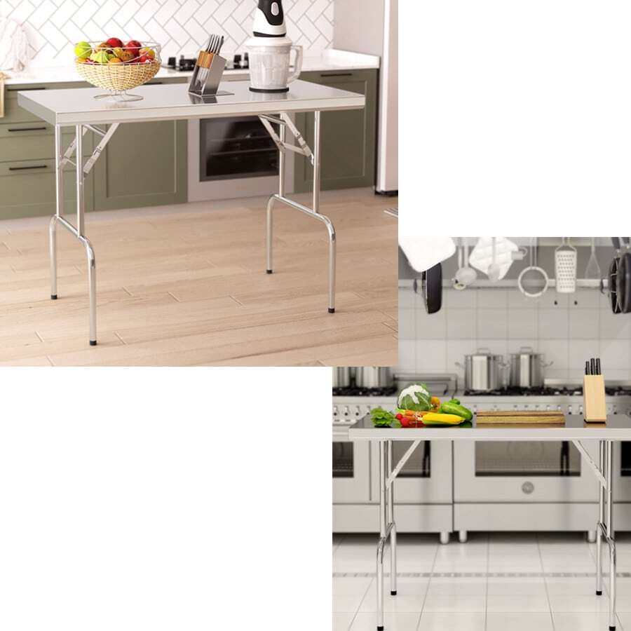 Stainless Steel Folding Table 48" x 24", [NSF Certified][Heavy Duty ...