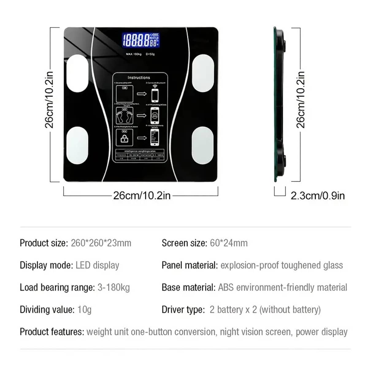 Intelligent Digital Led Weight Scale With Body Fat Measuring Function ...