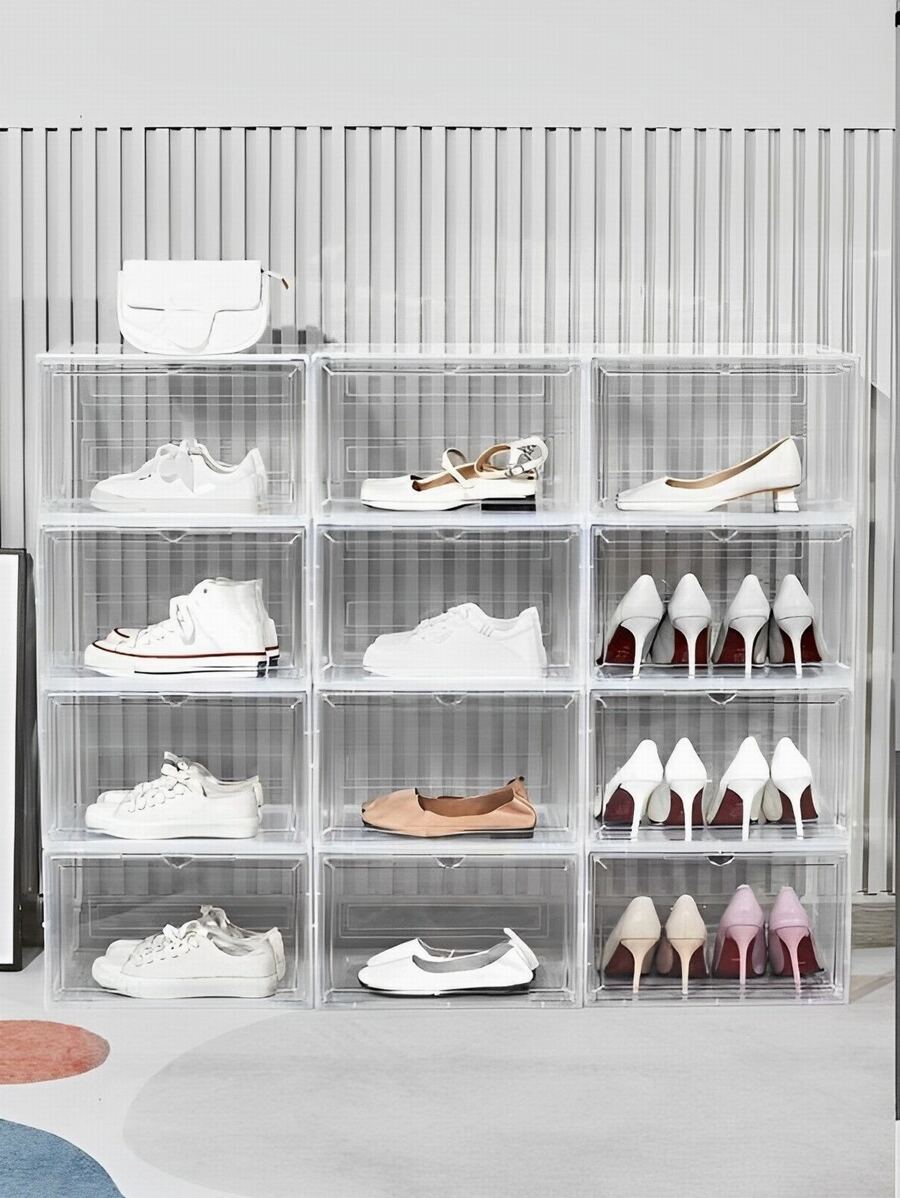 Large Clear Shoe Box Hard Plastic Stackable, Shoe Containers Shoe ...