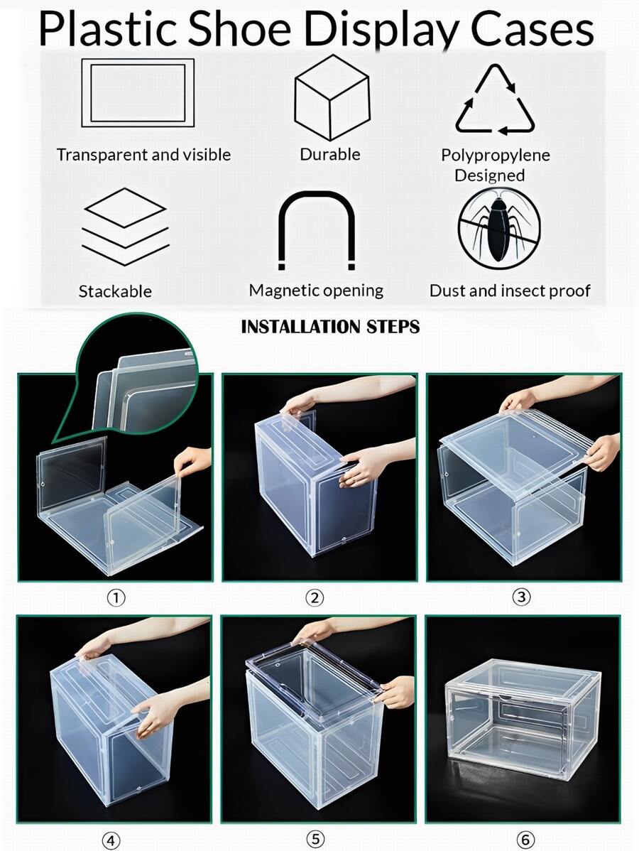 Large Clear Shoe Box Hard Plastic Stackable, Shoe Containers Shoe ...