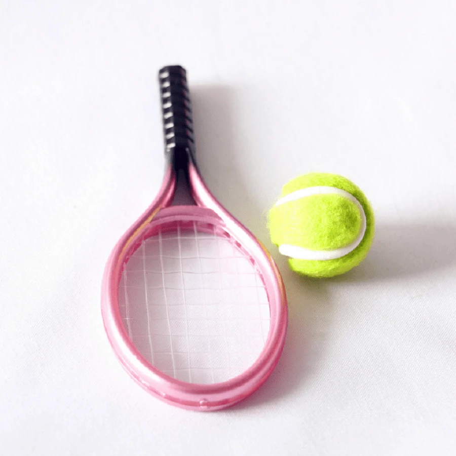 1pc Miniature Sports Equipment Set, Tennis Racket & Tennis Ball Model ...