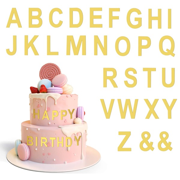 26 Pieces Letters Cake Topper Gold, Acrylic Alphabet Cake Toppers ...