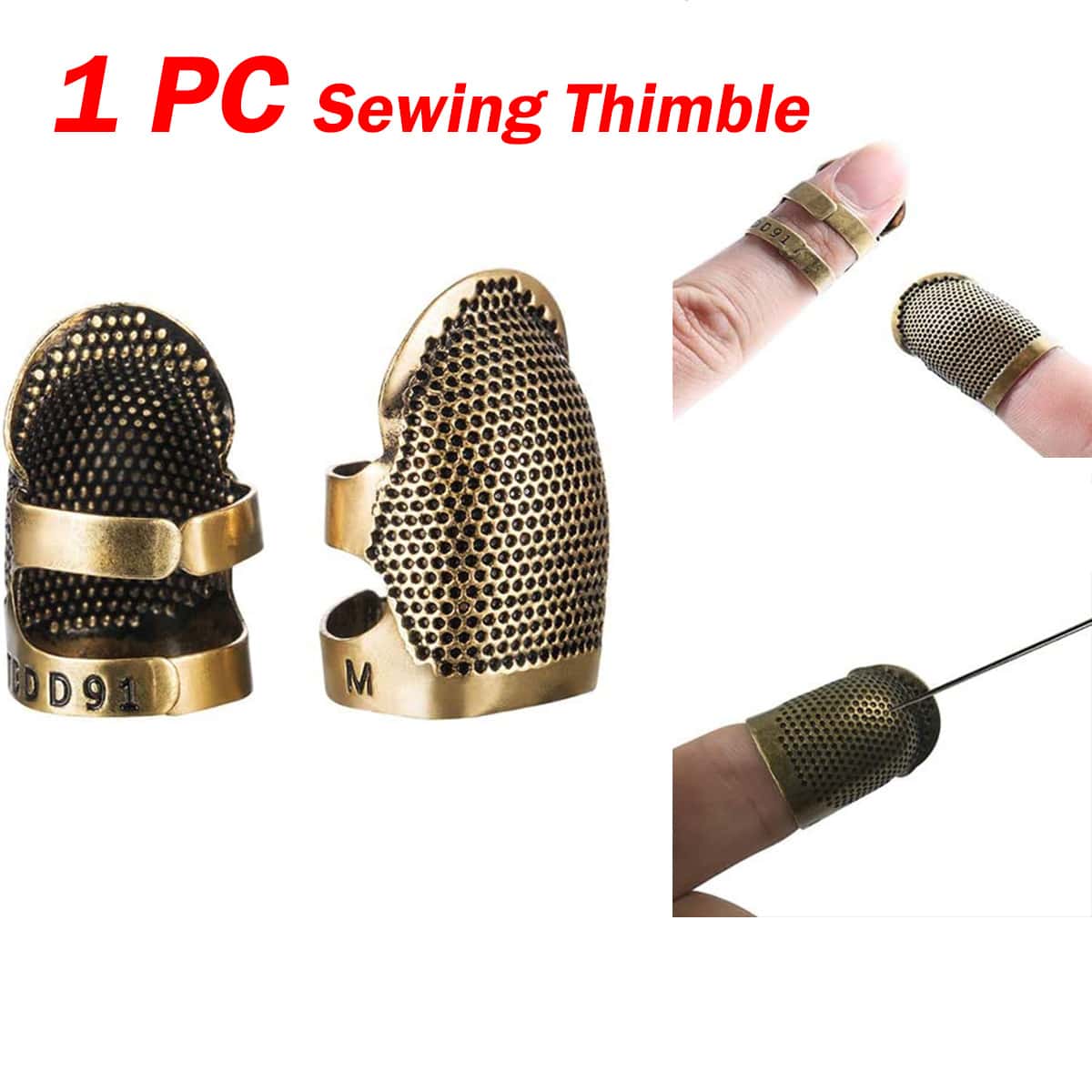 1pc Sewing Thimble Finger Protector, Adjustable Finger Metal Shield ...