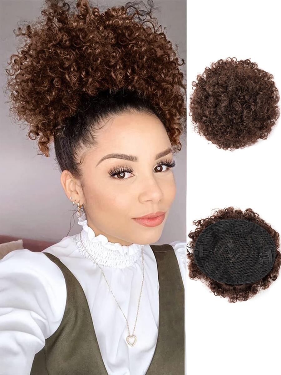 Afro Puff Drawstring Ponytail Kinky Curly Bun Hair Synthetic Short ...