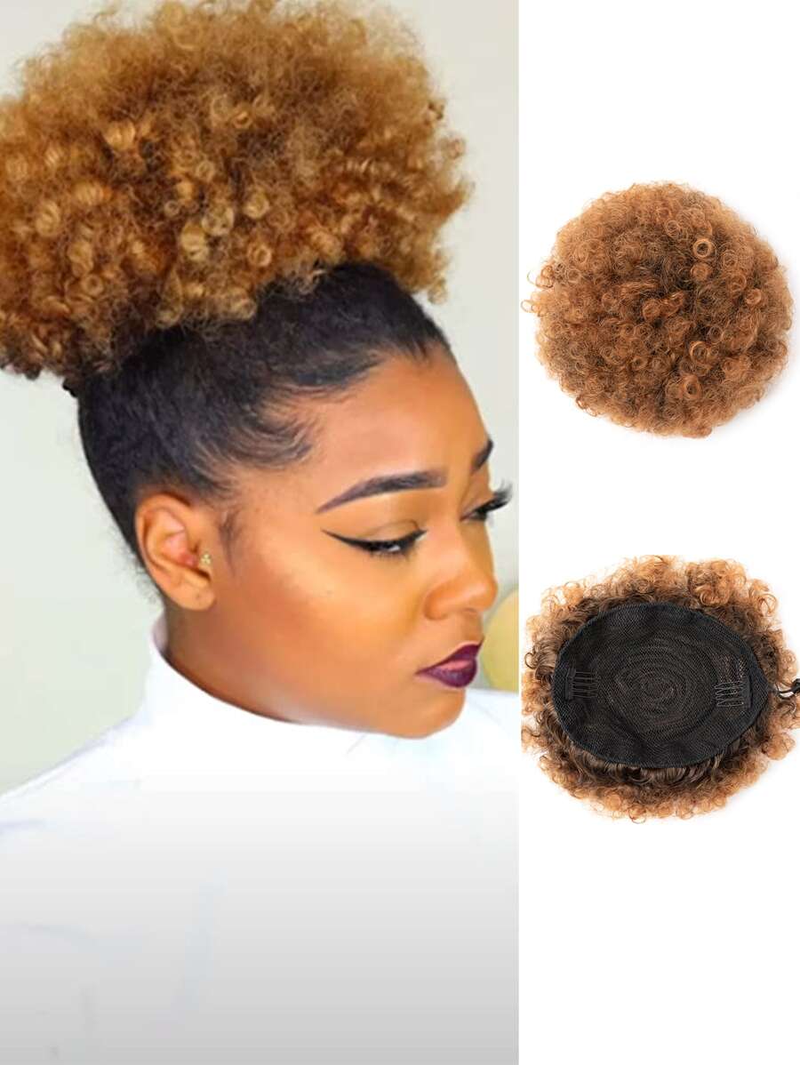 Afro Puff Drawstring Ponytail Kinky Curly Bun Hair Synthetic Short ...