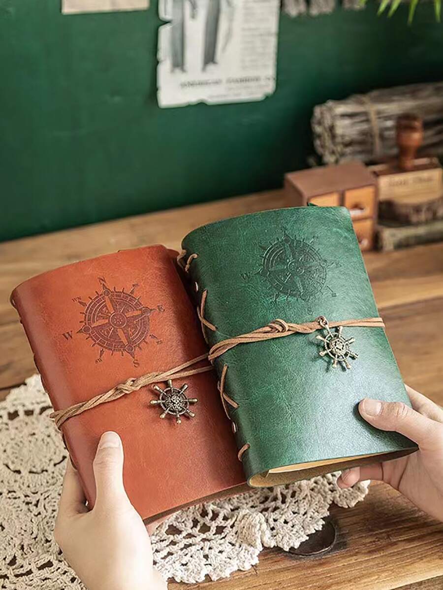 1pc Coffee Brown Pirate Ship Element Vintage Notebook | SHEIN USA