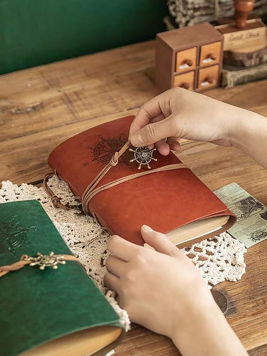 1pc Coffee Brown Pirate Ship Element Vintage Notebook | SHEIN USA