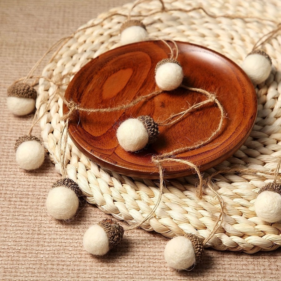 10pcs Felt Acorn Decorations, Christmas Tree Felt Acorn Garland, Rustic ...