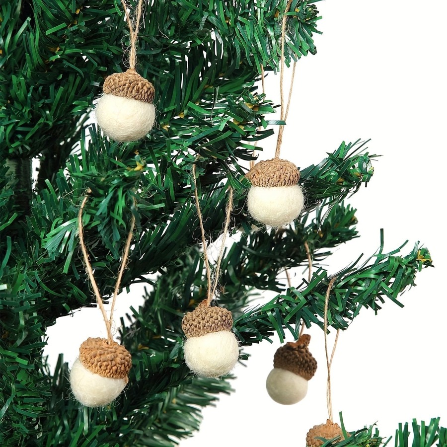 10pcs Felt Acorn Decorations, Christmas Tree Felt Acorn Garland, Rustic ...