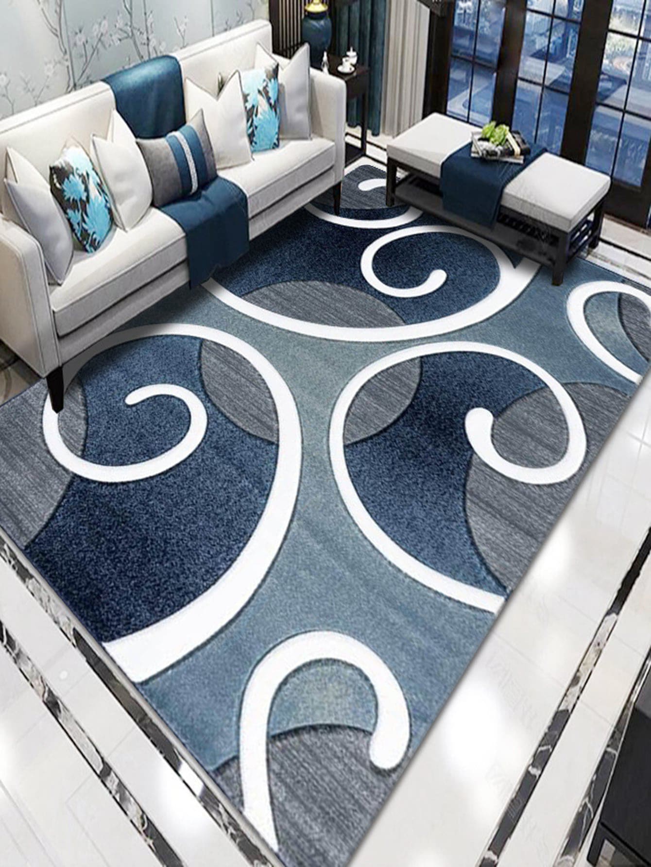 Scroll Pattern Rug | SHEIN USA