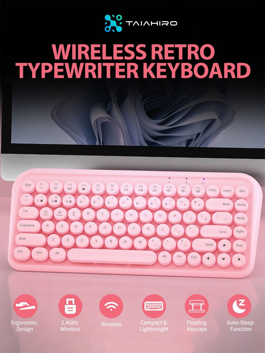 Taiahiro 84 Key Wireless Keyboard,2.4G Office Keyboard Gaming Keyboard ...