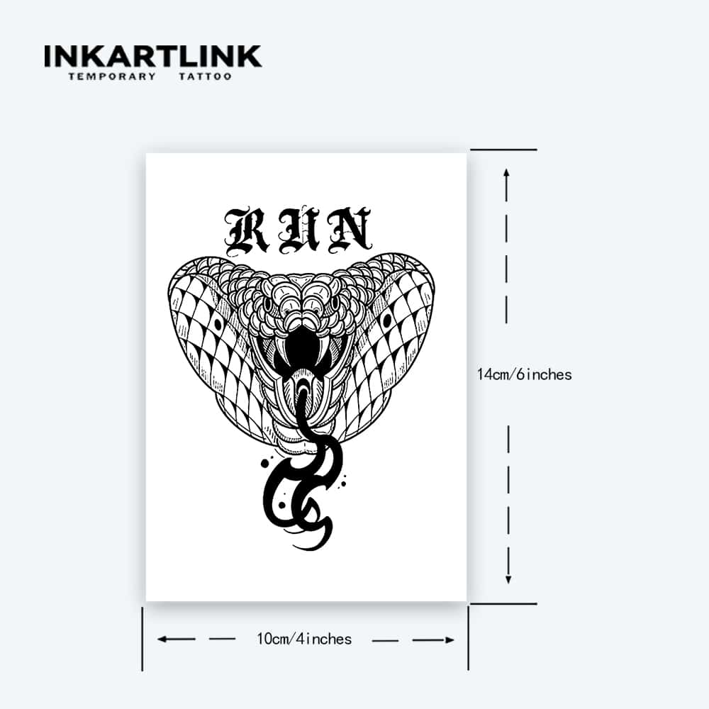 Snake Head Pattern Temporary Tattoo Sticker 1-2 Week Long Lasting, Non ...